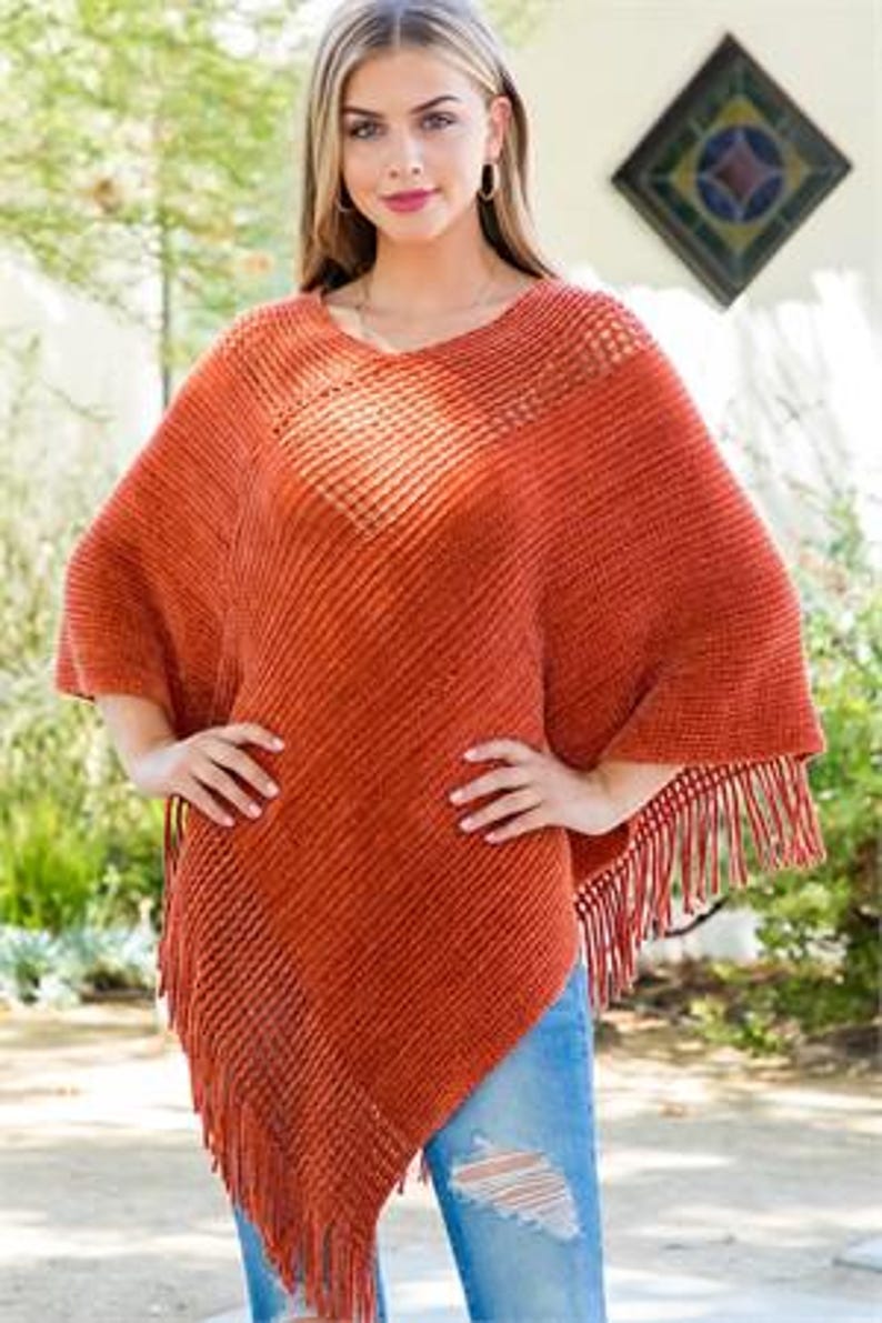 Crochet Net Fringe Poncho - Etsy