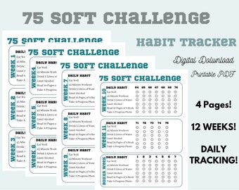 75 Day Soft Challenge Habit Tracker Daily 75 Soft Tracker A3, A4, US ...