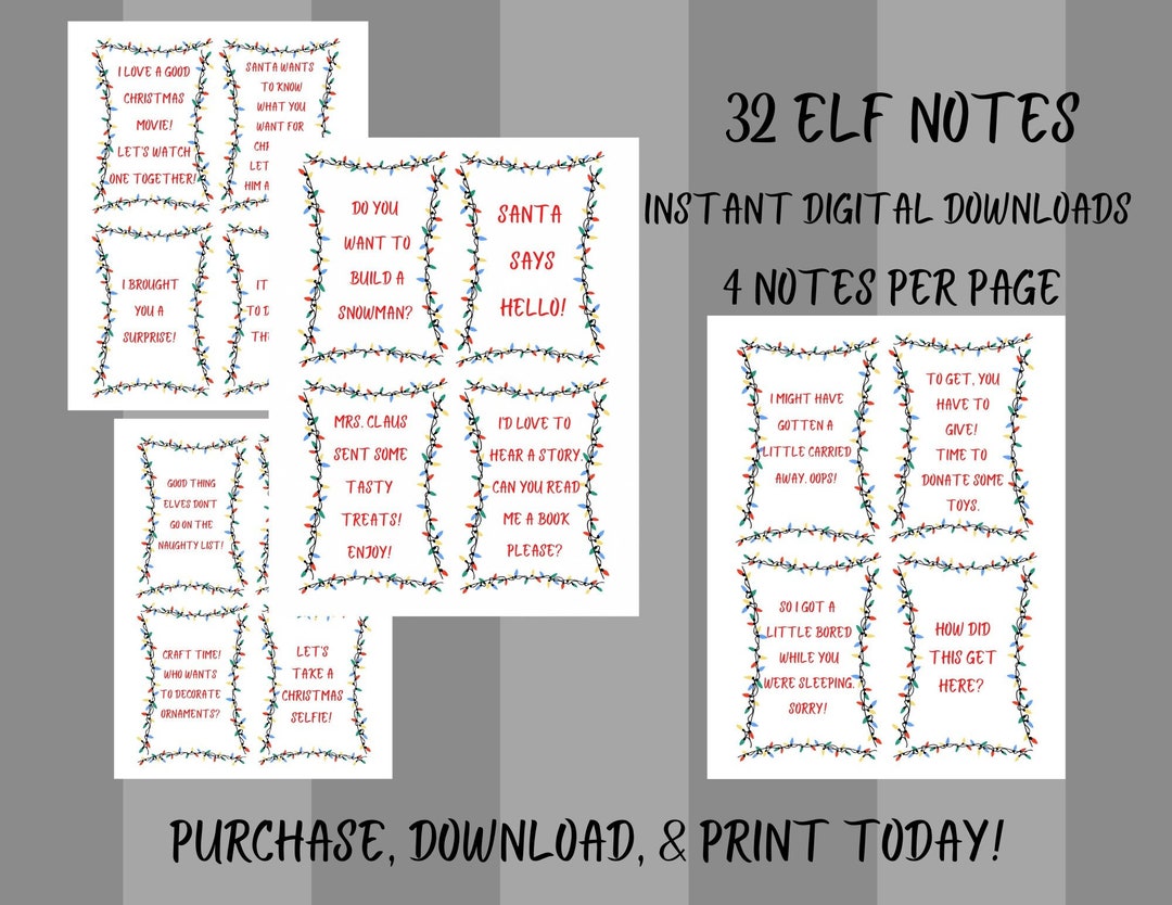 Elf Notes Printable Digital Download/ Christmas Elf Instant Download - Etsy