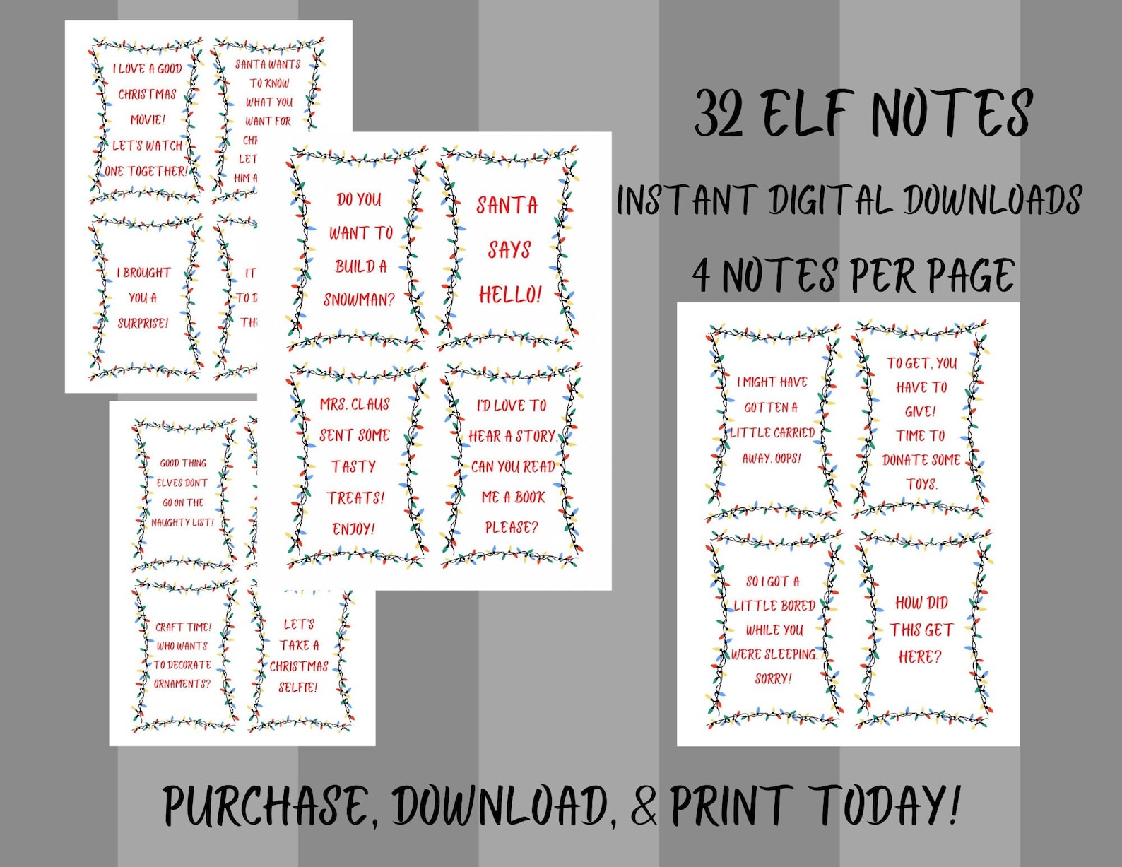 Elf Notes Printable Digital Download/ Christmas Elf Instant Download - Etsy