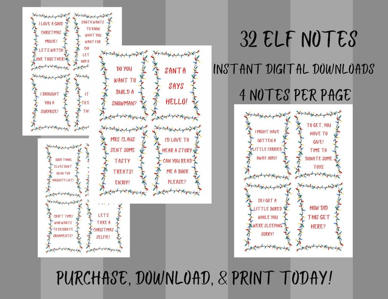Elf Notes Printable Digital Download/ Christmas Elf Instant Download - Etsy