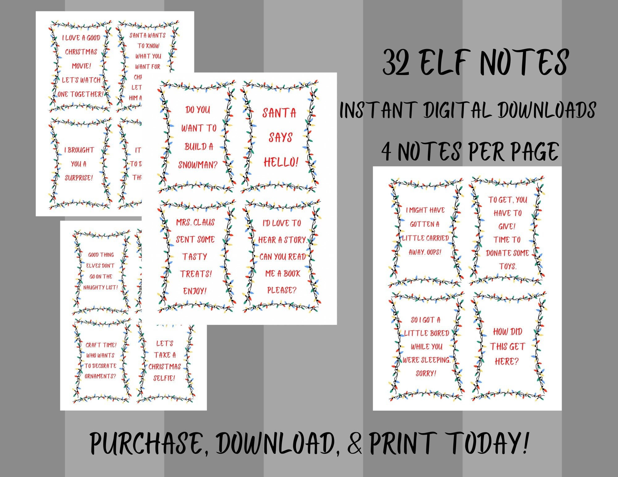 Elf Notes Printable Digital Download/ Christmas Elf Instant Download - Etsy