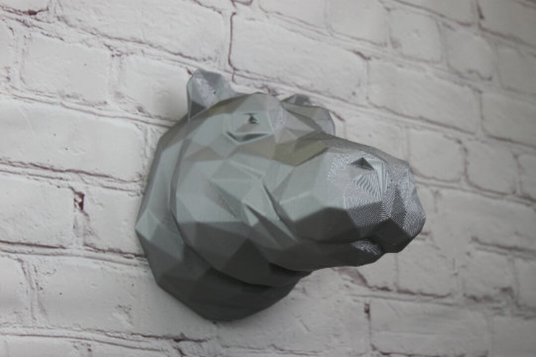 MEDIUM Geometric Hippo Wall Head Modern Decor - Etsy