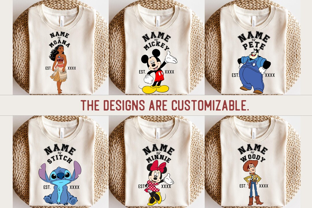 Disney Characters Shirt, Custom Name as Characters Shirt, Personalized ...
