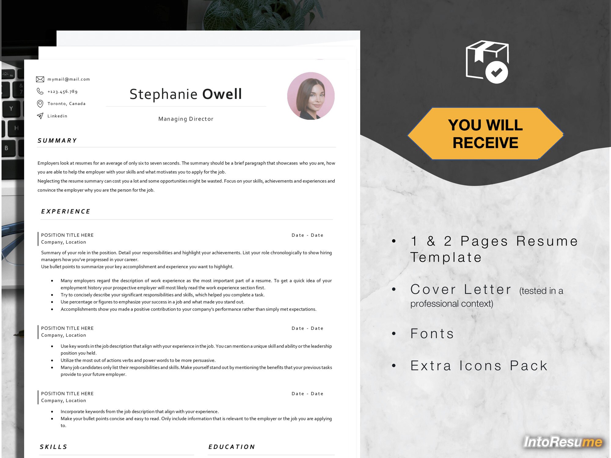 Modèle De CV Professionnel Word | CV Exécutif | CV Moderne | Cadre ...