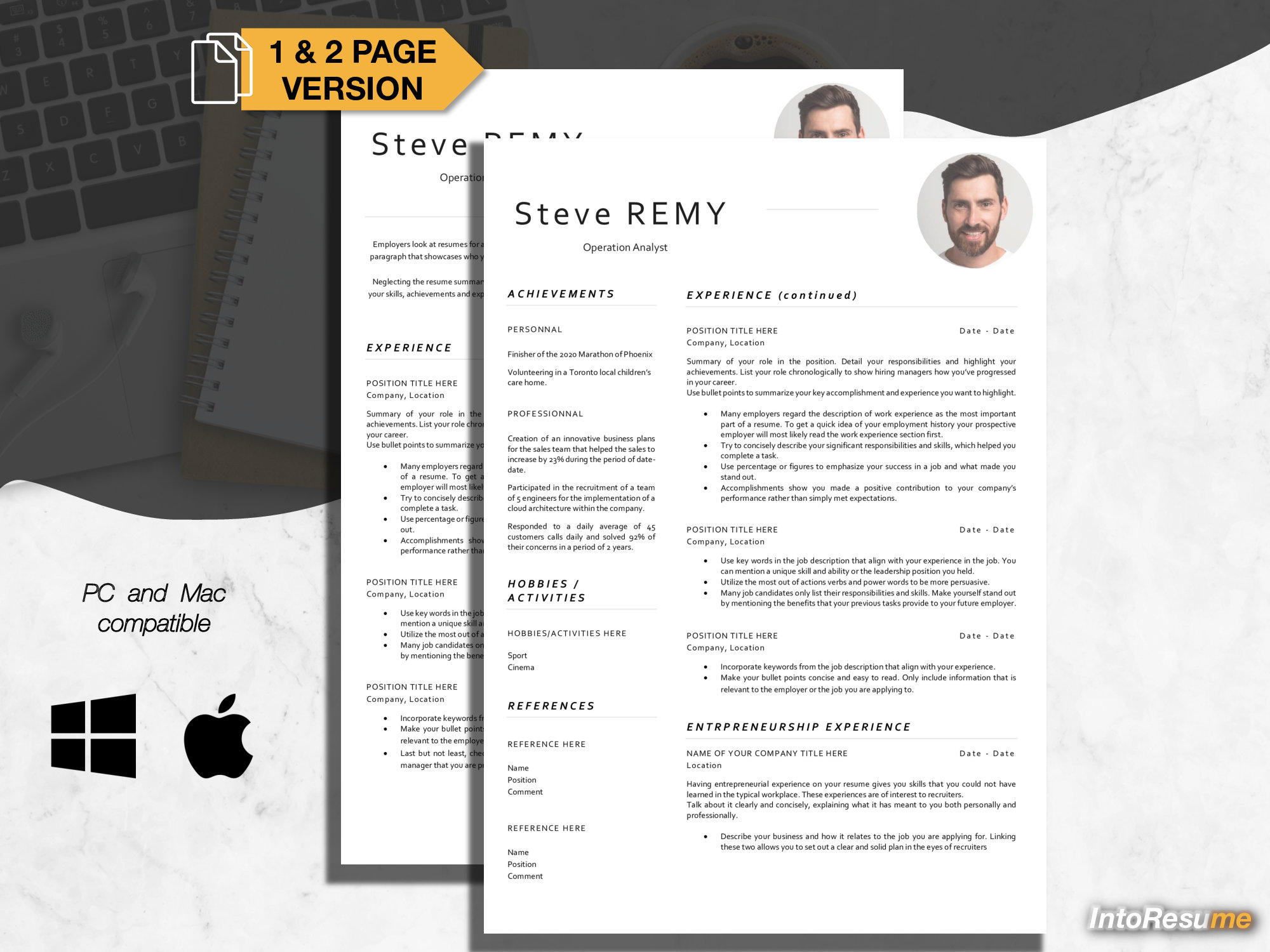 Modèle De CV Professionnel Word | CV Exécutif | CV Moderne | Cadre ...