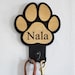 Dog Leash Hooks, Paw Print Hook, Personalized Dog Leash Holder, Custom ...