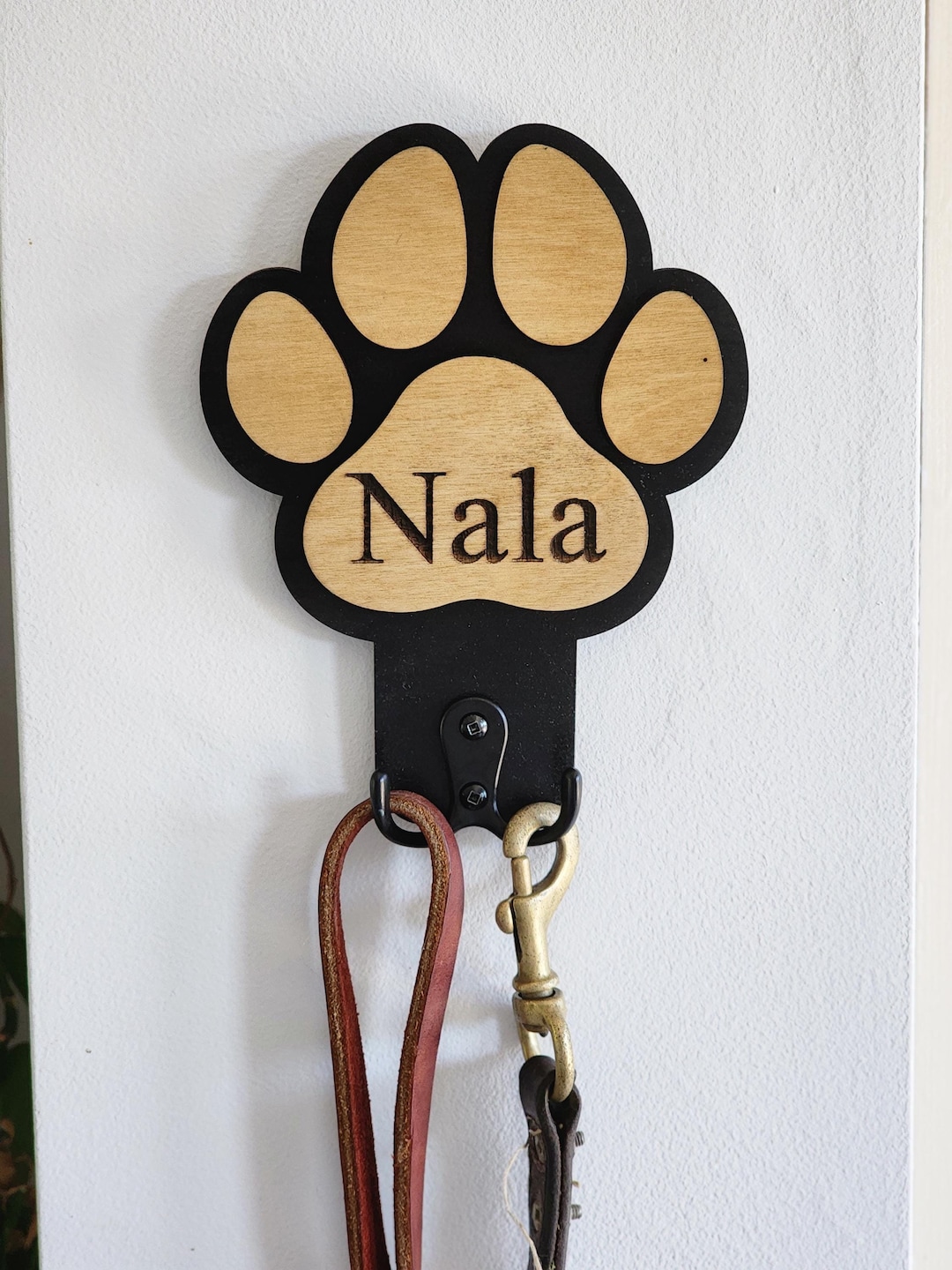 Dog Leash Hooks, Paw Print Hook, Personalized Dog Leash Holder, Custom ...