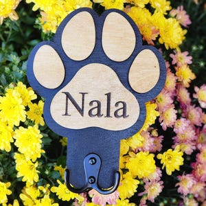 Dog Leash Hooks, Paw Print Hook, Personalized Dog Leash Holder, Custom ...