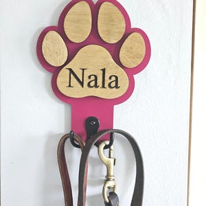 Dog Leash Holder, Paw Print Hook, Dog Name Sign, Leash Hanger ...