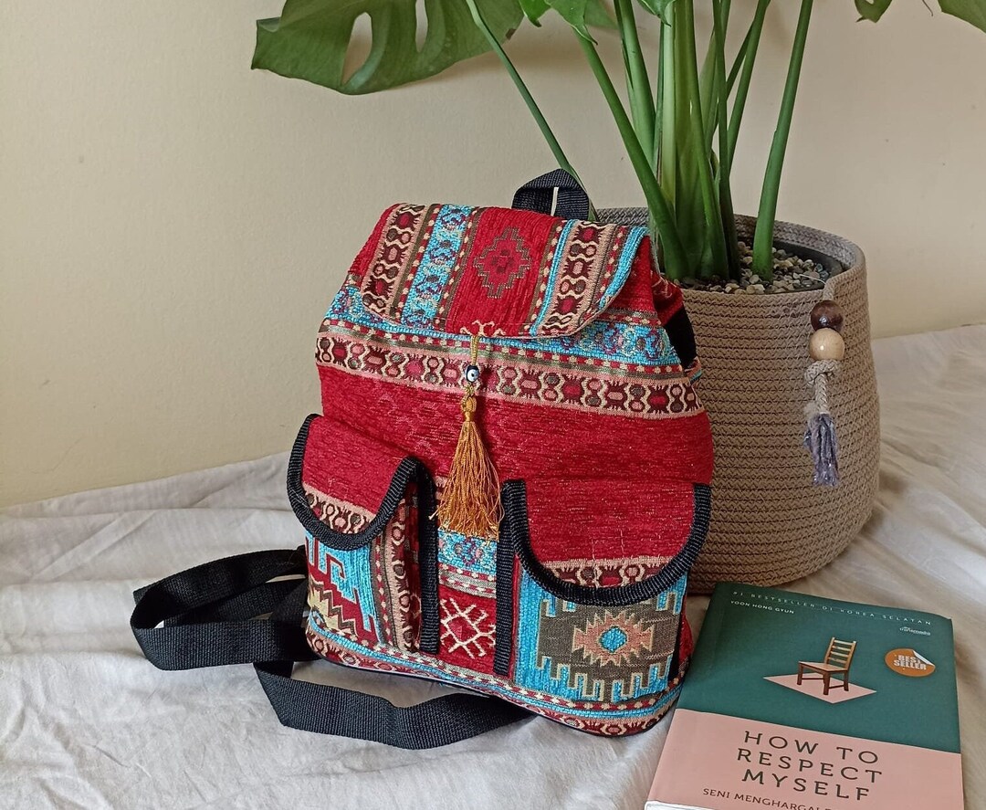 Small Kilim Backpack Colourful Vintage Style Ethnic Turkish - Etsy