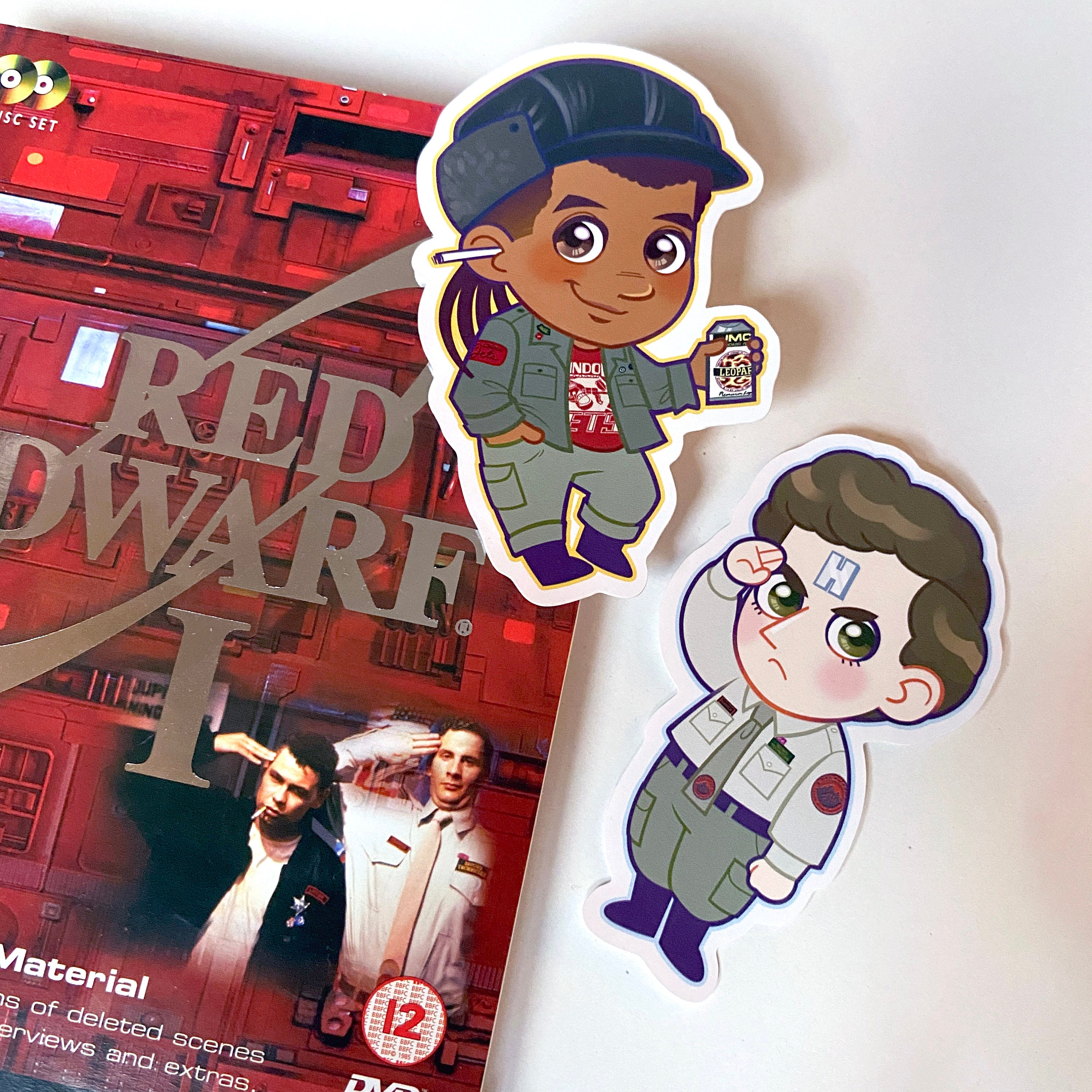 Chibi Dave Lister & Arnold Rimmer Red Dwarf Inspired Glossy Stickers ...