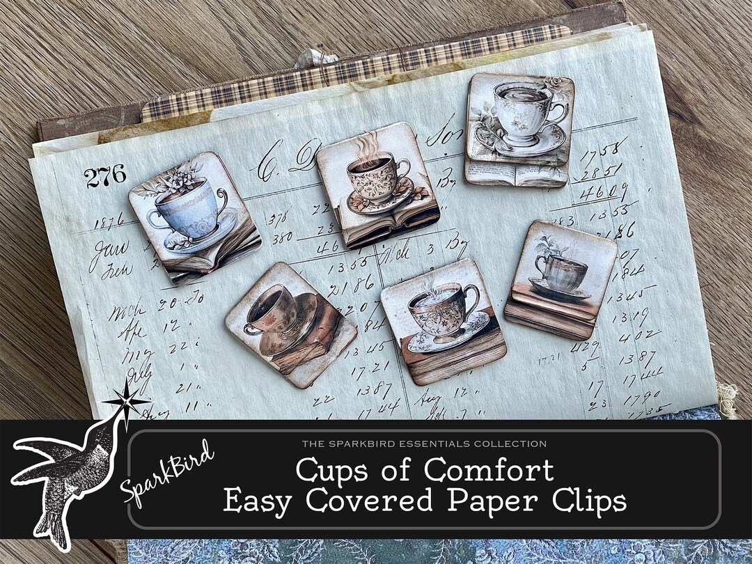 Coffee Cup and Cocoa Comfort. Best Altered Small Paper Clips & Tabs for ...