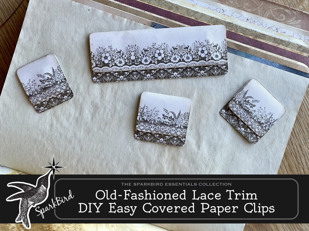 Forest Floral Lace Covered Paper Clips and Tabs. Easy DIY Covered ...