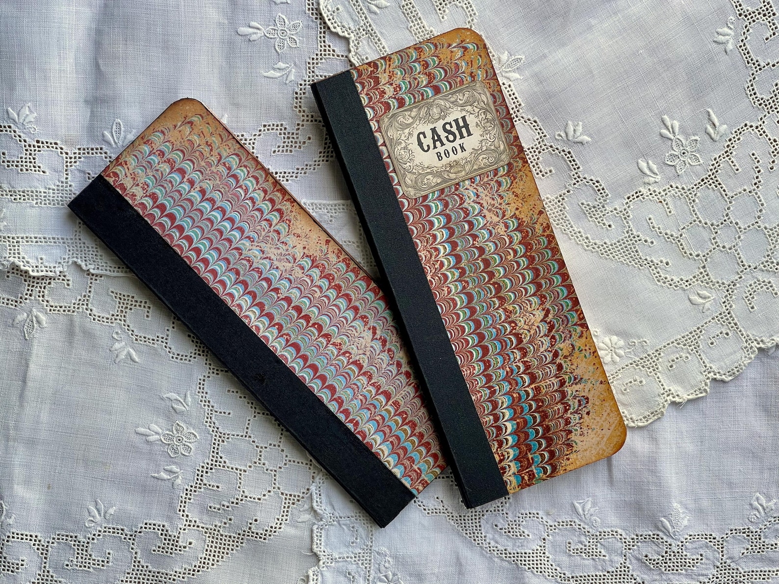 Tall Slim Vintage Style Ledger Journal With Aged Marbled Paper. Easy ...