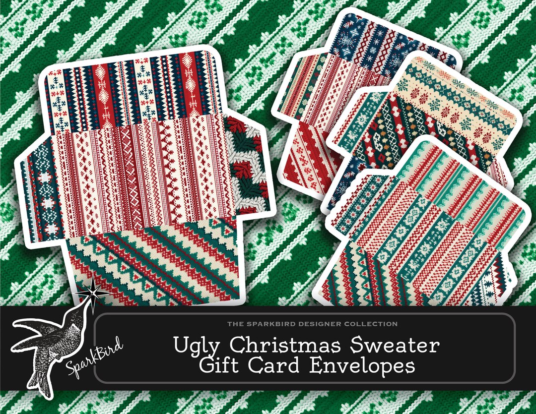 Ugly Christmas Sweater Easy DIY Print and Fold Blank Envelopes - Etsy