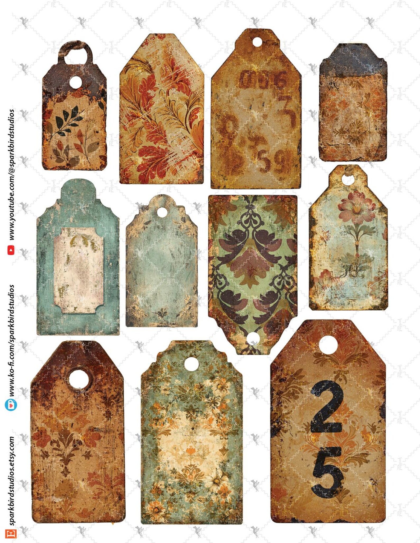 Ultra Grungy Aged Worn Fall Labels & Tags Sampler, Junk Journal ...