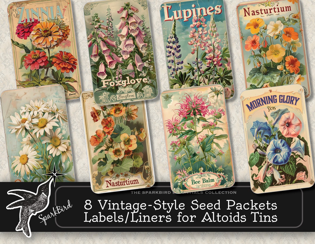 Vintage Flower Seed Packets, Altoid Tin Covers and Inserts for Candy ...