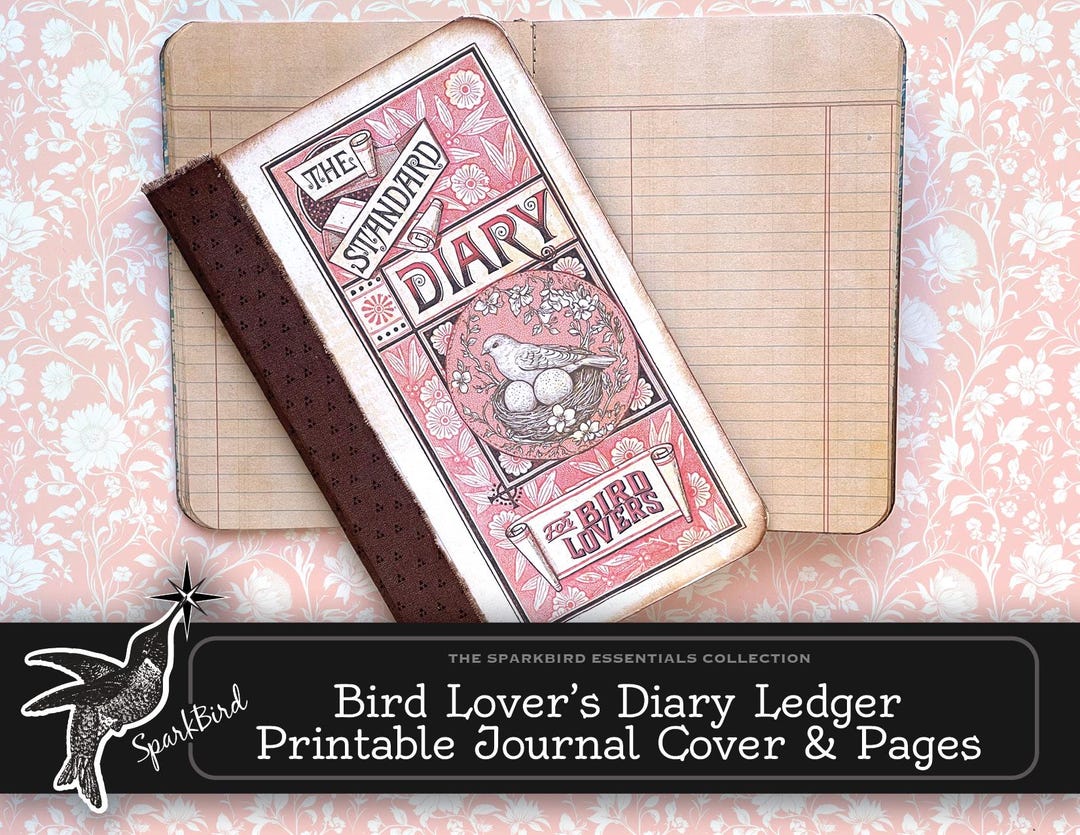 Victorian Bird Lover's Diary Ledger in Romantic Pink With Aged Vintage ...