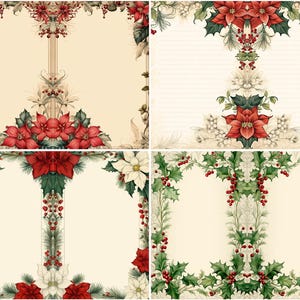 16 Christmas Border Spreads With Poinsettia, Holly, Floral Designs ...