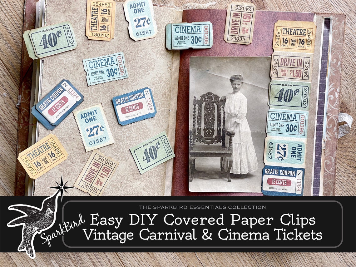 Carnival & Movie Tickets Covered Paper Clips and Tabs and Tuck Spot ...