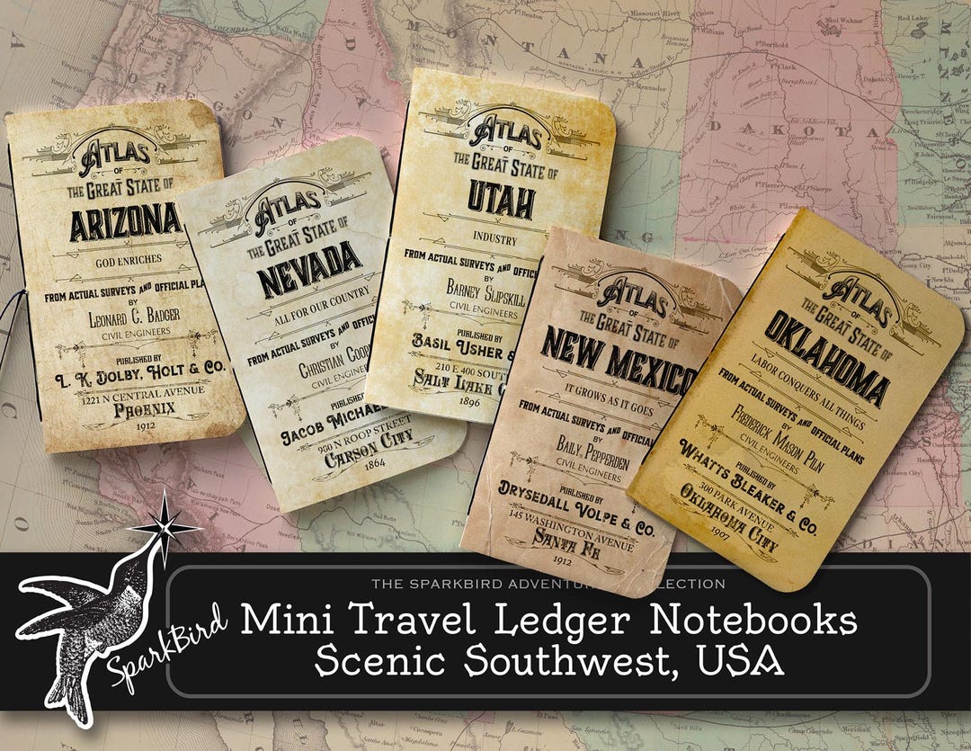 Travel Journal With Vintage Maps Covers of Southwest USA States, EASY ...