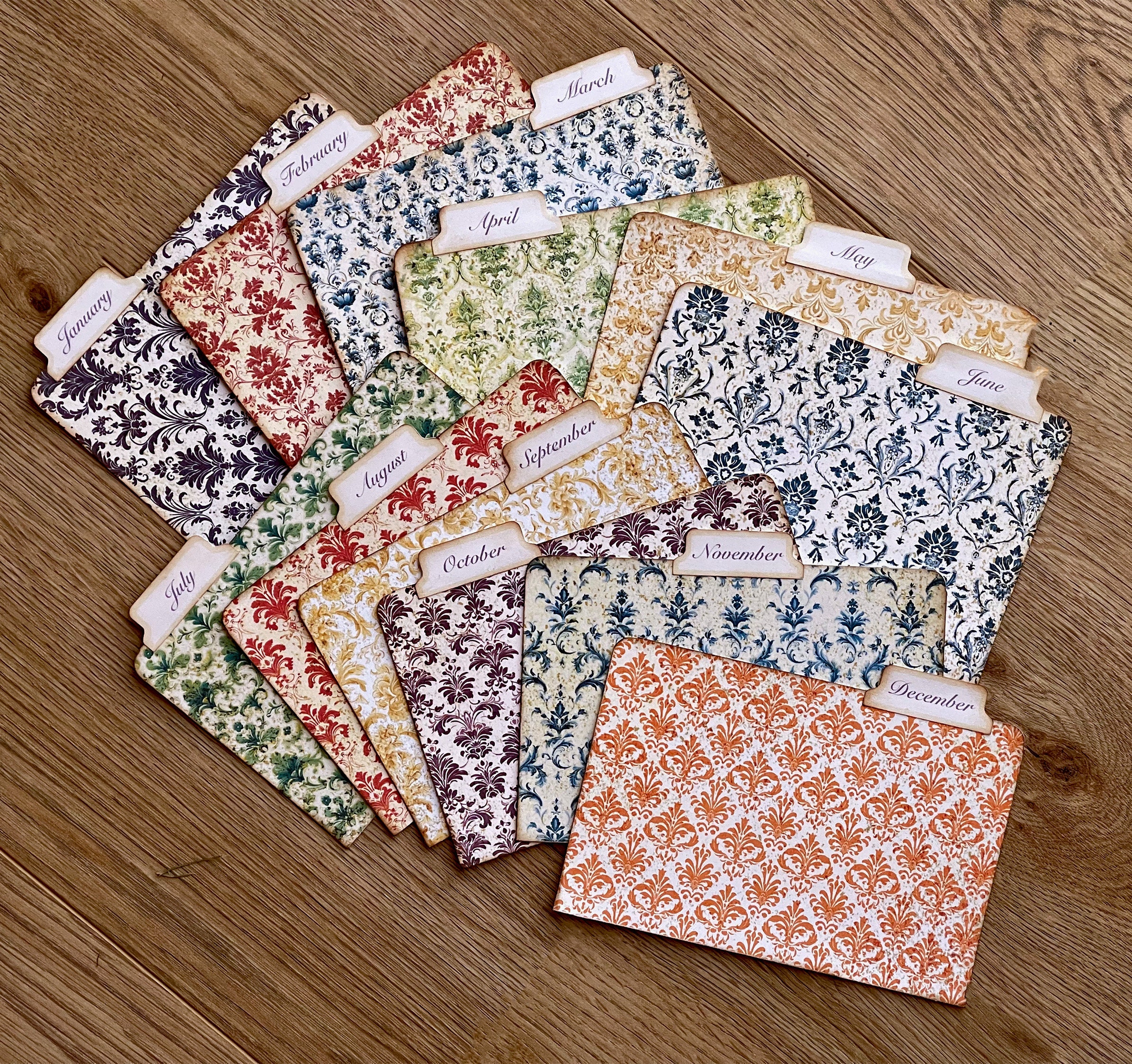 Printable Perpetual Journal Index Card System With Aged Vintage Damask ...