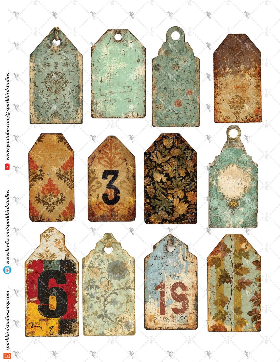 Ultra Grungy Aged Worn Fall Labels & Tags Sampler, Junk Journal ...