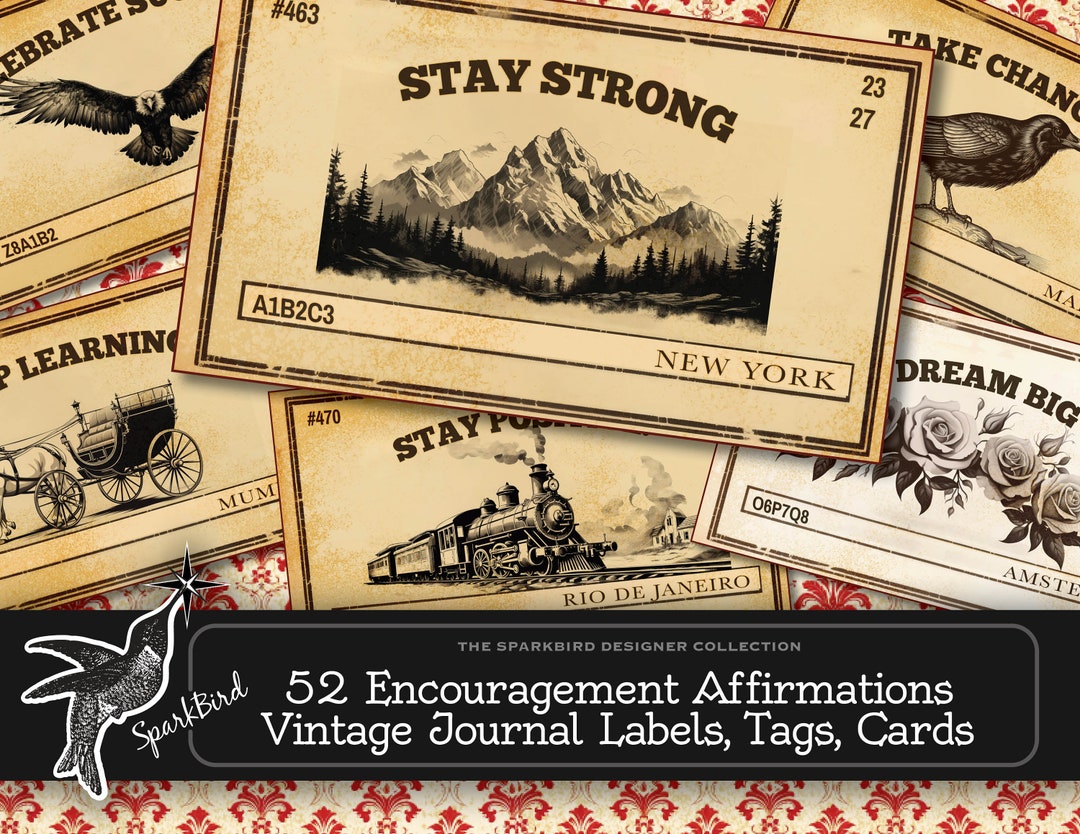 52 Vintage Style Labels of Encouragement and Affirmations for Junk ...