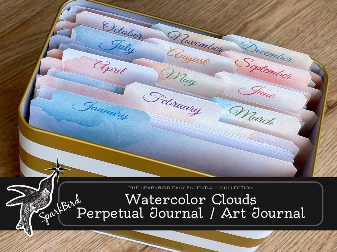 Watercolor Perpetual Journal Index Card System, Daily Art Journal With ...