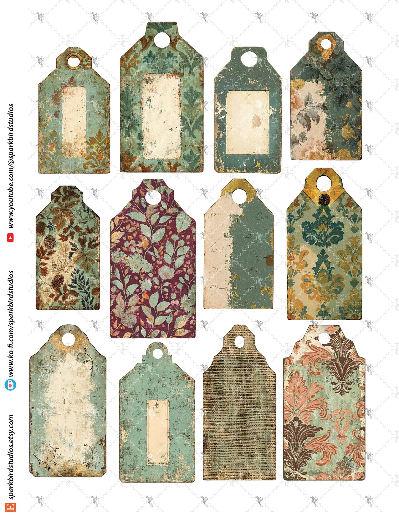 Ultra Grungy Aged Worn Fall Labels & Tags Sampler, Junk Journal ...