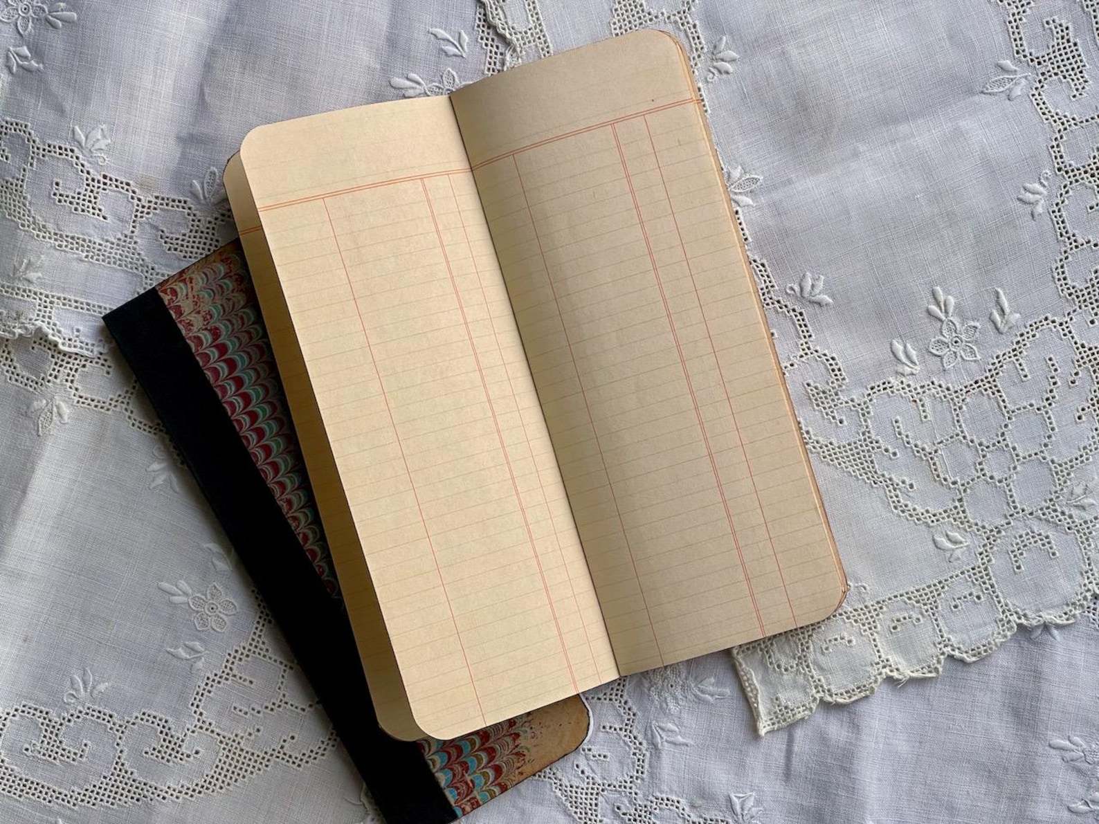 Tall Slim Vintage Style Ledger Journal With Aged Marbled Paper. Easy ...