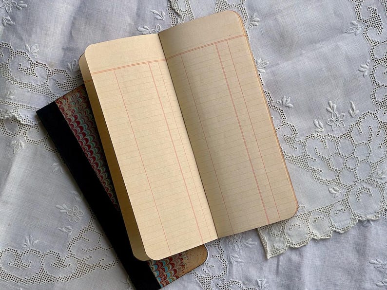 Tall Slim Vintage Style Ledger Journal With Aged Marbled Paper. Easy ...