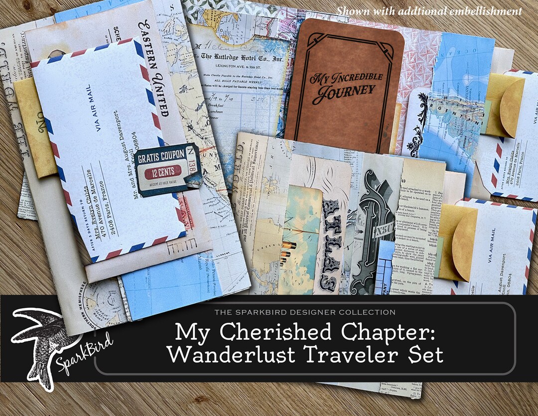 Wanderlust Travel Junk Journal Insert, Journal Topper, Foldout Pocket ...