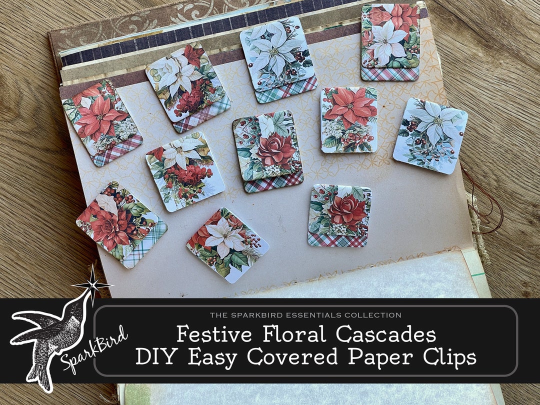 Floral Christmas Cascades Altered Paper Clips & Tabs for Journals ...