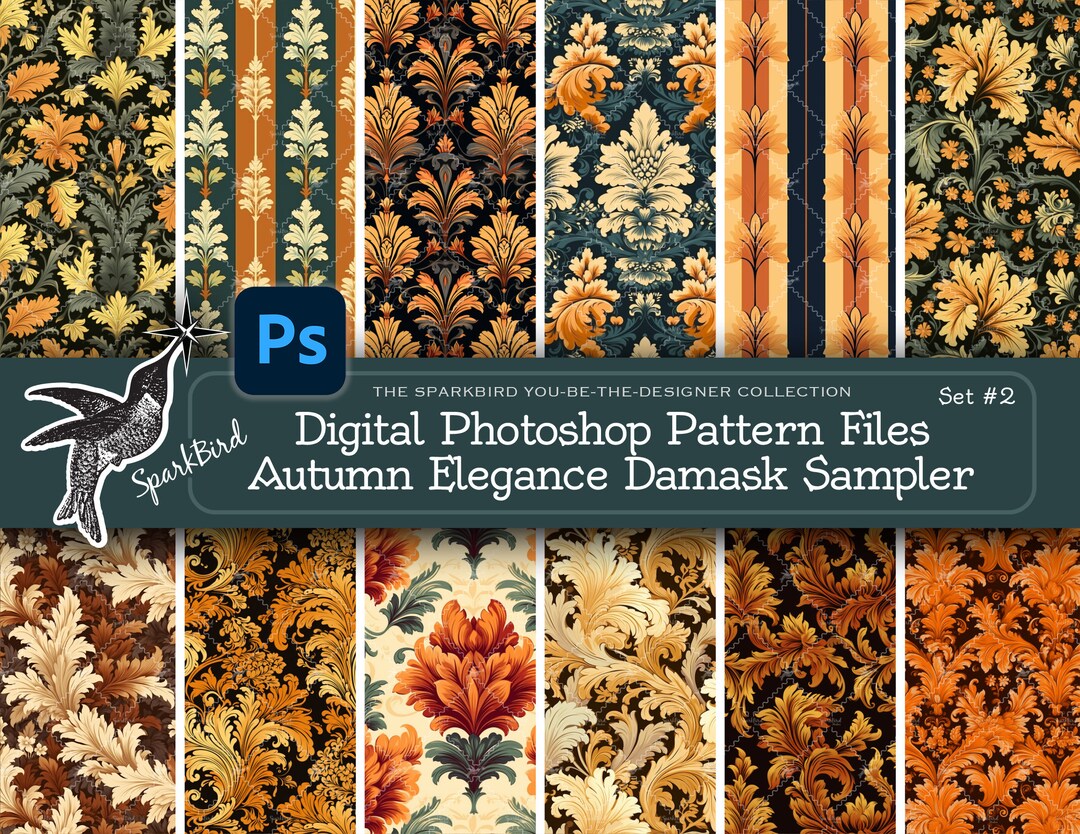 Rich Elegant Damask Vintage Seamless Patterns for Photoshop - Etsy