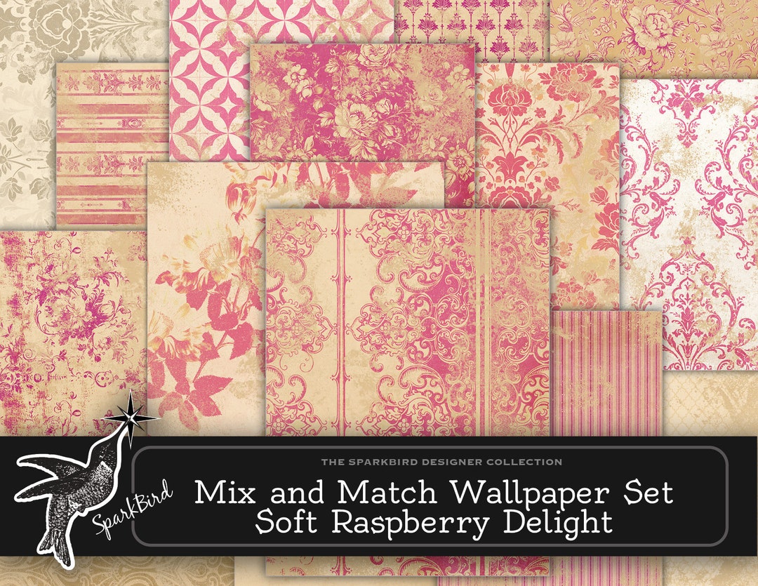 Shabby Chic Raspberry Pink Printable Aged Vintage Digital Journal Pages Kit Instant Download ...