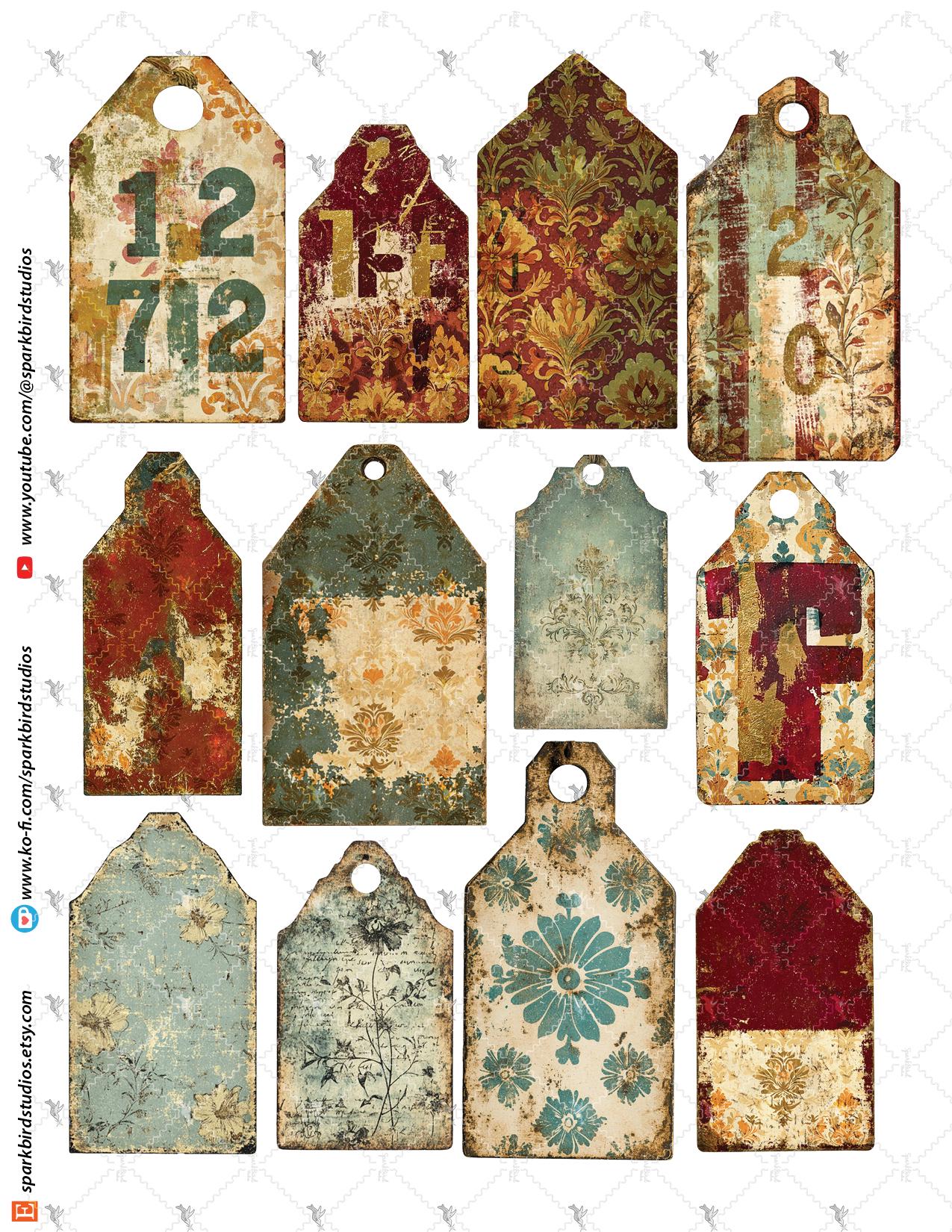 Ultra Grungy Aged Worn Fall Labels & Tags Sampler, Junk Journal ...