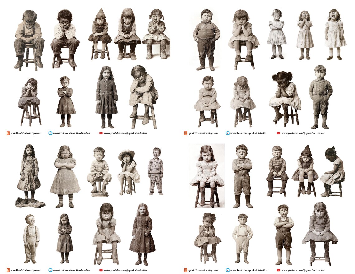200 Cutout Sepia Photos of Vintage Children, Troublemakers, Fun Clips ...