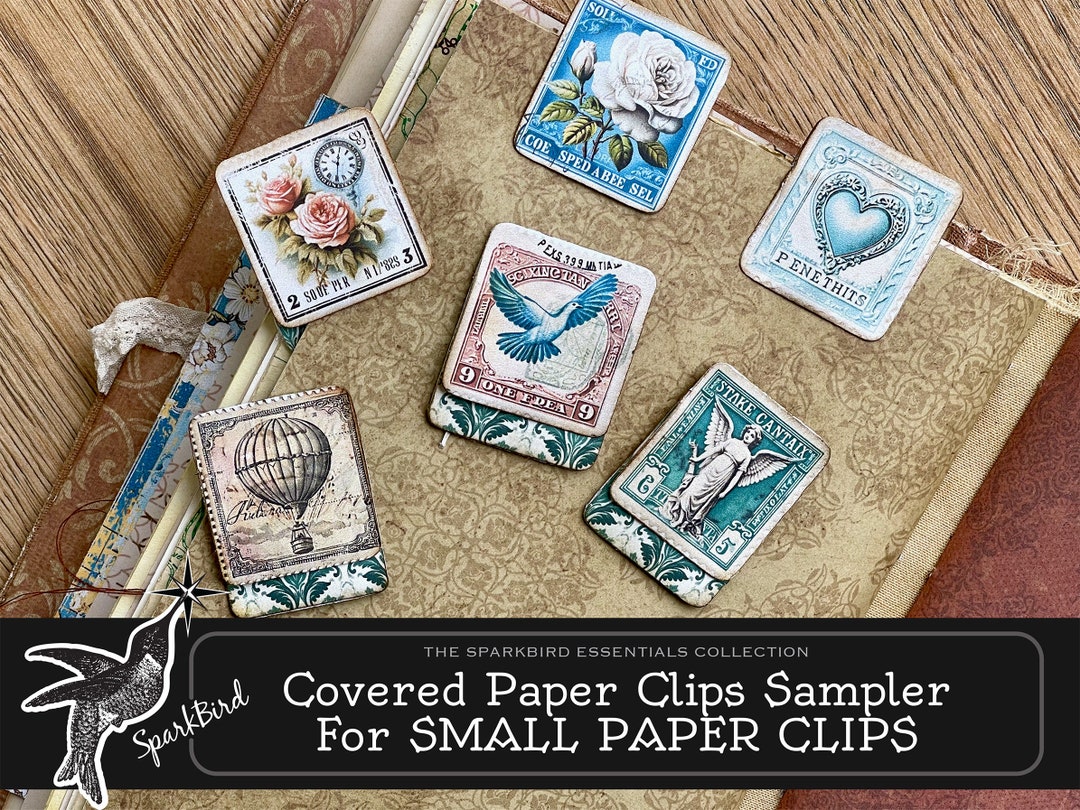 Vintage Postage Sampler Covered Paper Clips, Best Altered Small Paper ...