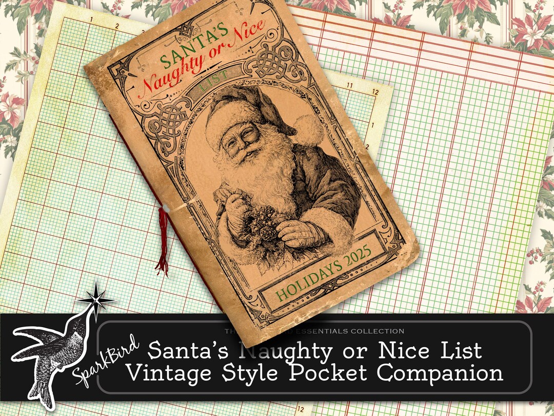 Vintage Santa Naughty or Nice List Pocket Companion for Junk Journals ...