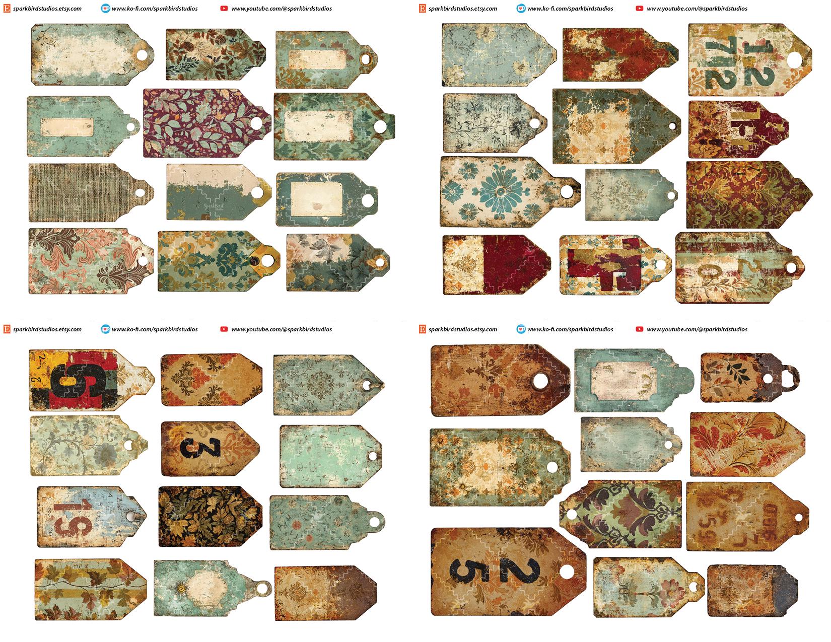 Ultra Grungy Aged Worn Fall Labels & Tags Sampler, Junk Journal ...