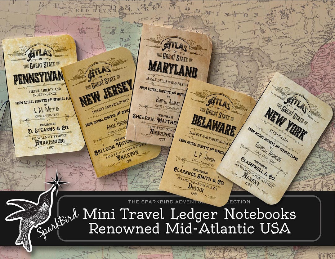 Adventure Travel Journal Vintage Atlas Cover Design for Mid-atlantic ...