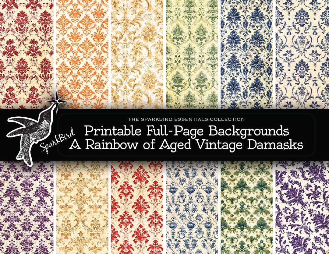 Aged Vintage Damask Printable Wallpapers and Backgrounds Instant ...