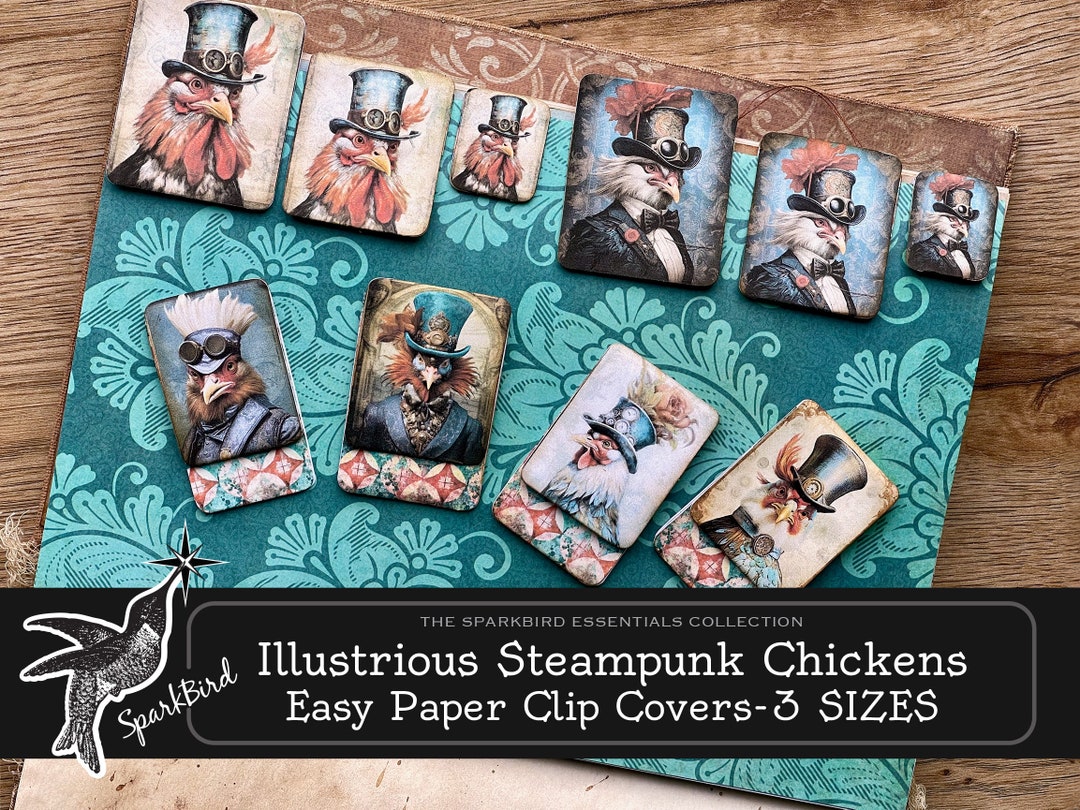 Steampunk Chickens Altered Paper Clips. Fun Idea for Journals, Planners ...