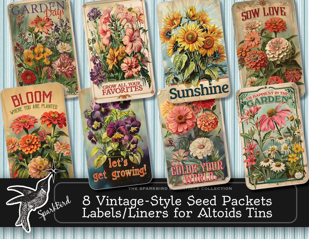 Vintage Flower Seed Packets, Altoid Tin Covers and Inserts for Candy ...