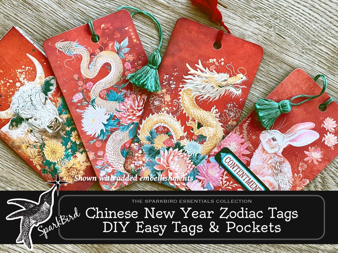 Year of the Snake Chinese Lunar New Year All Zodiac Animal Tags, Easy ...