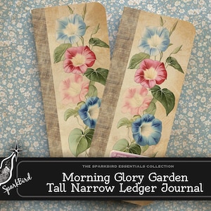 Morning Glory Garden Tall Narrow Ledger Journal With Vintage Style ...