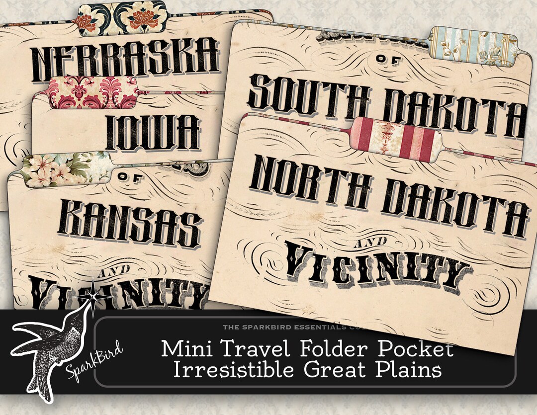 Vintage File Folder Kit for Great Plains USA , Digital Scrapbook Atlas ...
