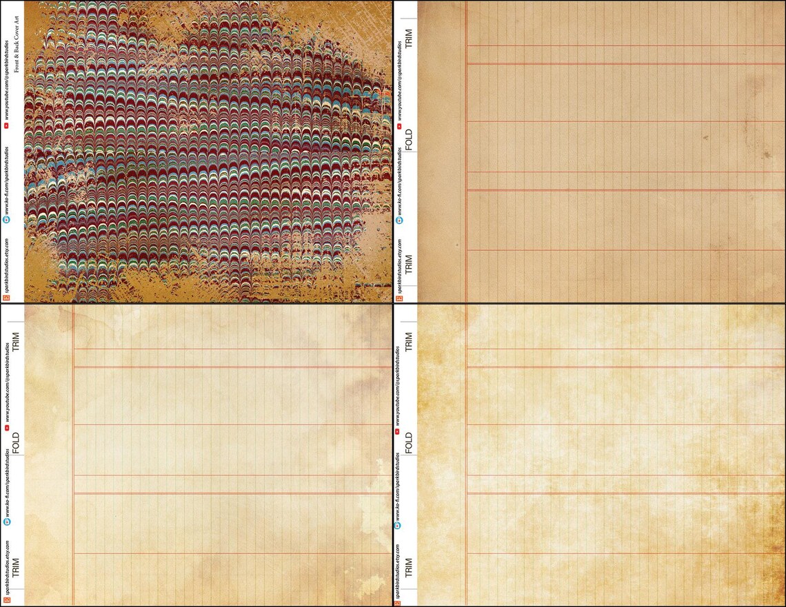 Tall Slim Vintage Style Ledger Journal With Aged Marbled Paper. Easy ...